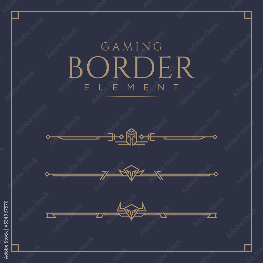 set of live game streaming bottom overlay border knight warrior line ...