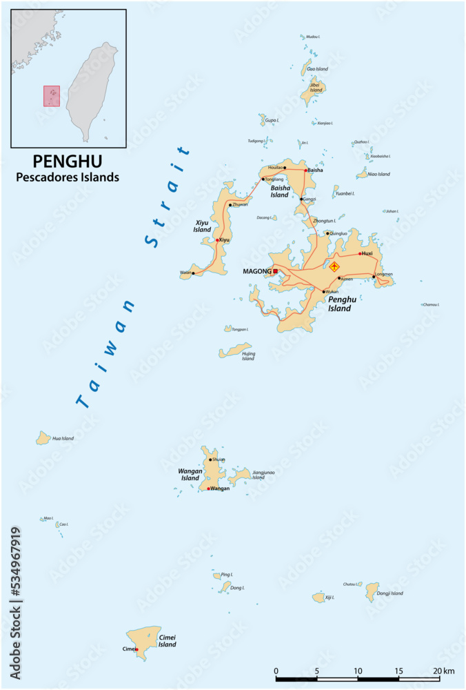 Map of the Taiwanese archipelago of Penghu Stock Vector | Adobe Stock