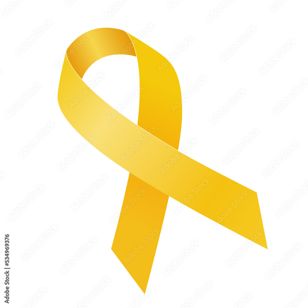 Endometriosis awareness month. Yellow ribbon. Png flat illustration ...