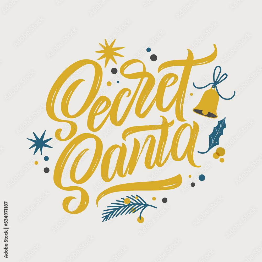 Secret Santa vector text for the Christmas holiday. Design poster ...