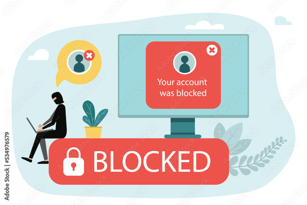 Hacker Cyber Attack Blocked Account Censorship Or Ransomware Activity