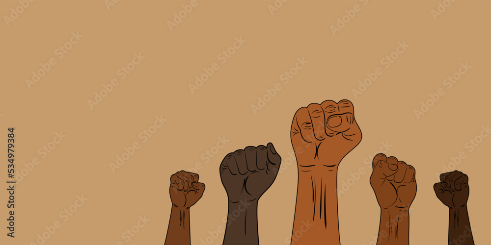Concept of the unity of different races and genders in the world. Black ...