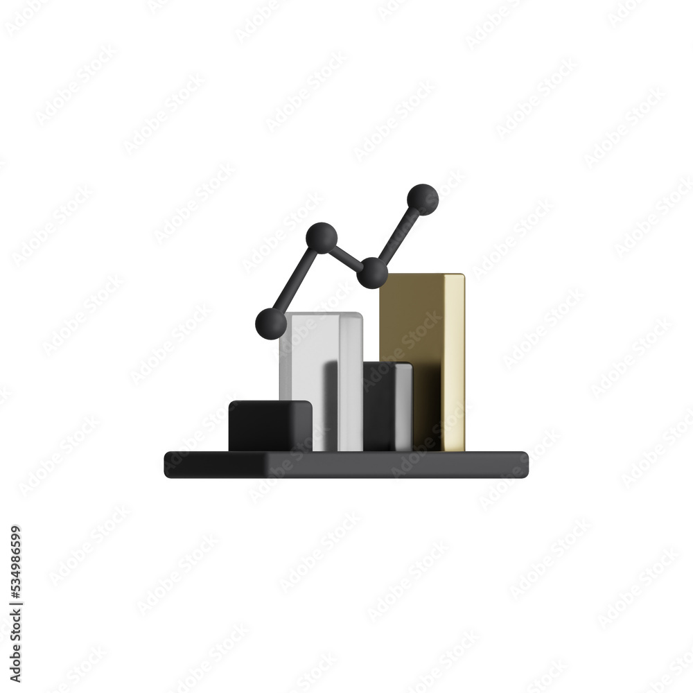 3D Isolated Bar Chart Analysis Growth Business Analytic Capital Stock ...