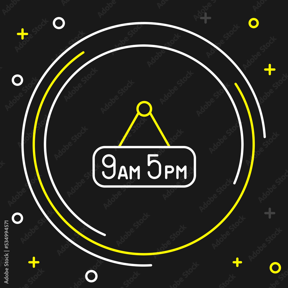 Line From 9 to 5 job icon isolated on black background. Concept meaning ...