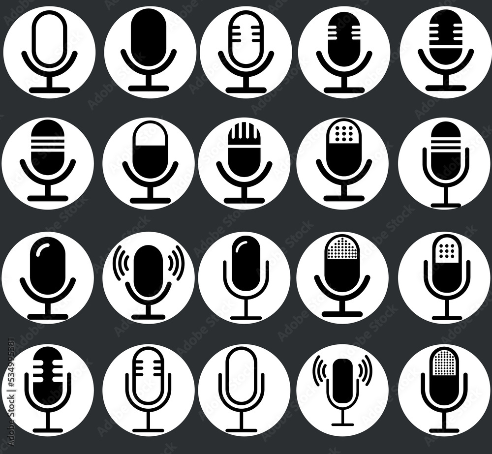 Vector set of creative microphone icons for your use. Podcast icon ...