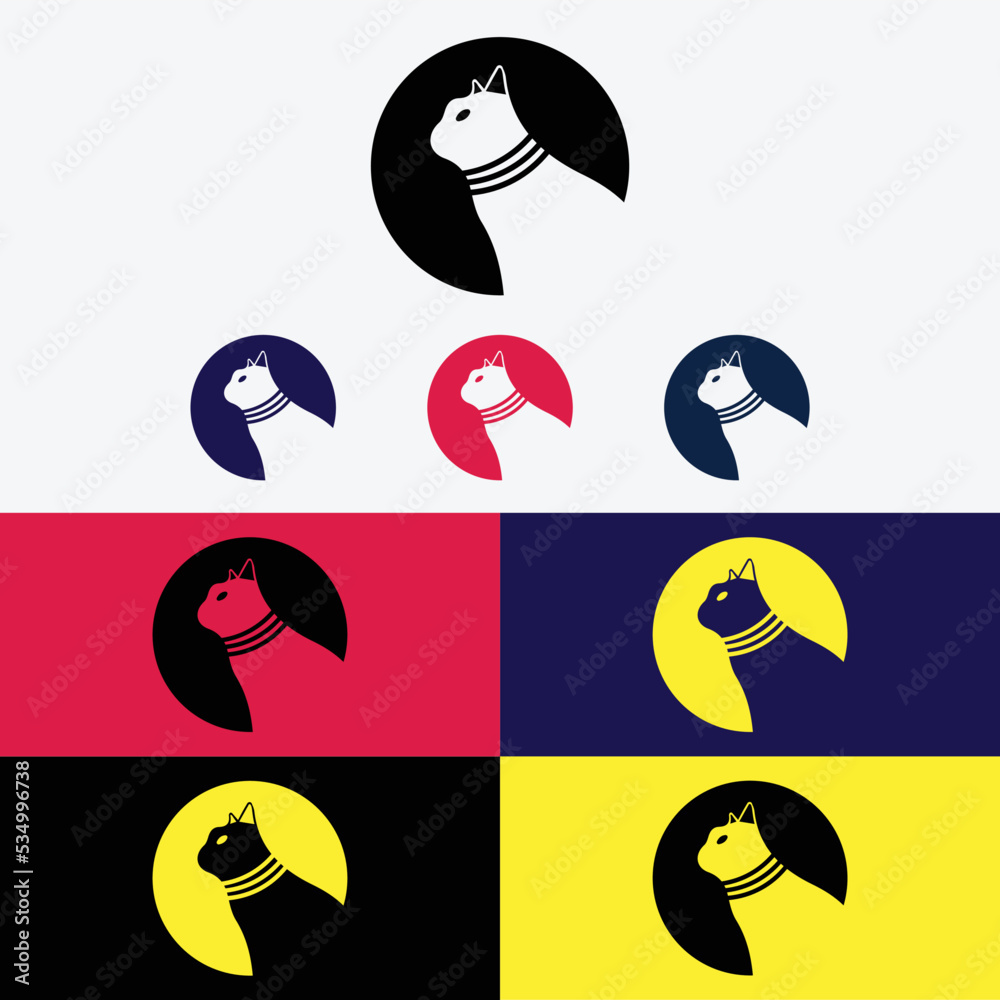 Circle cat animal logo design Stock Vector | Adobe Stock
