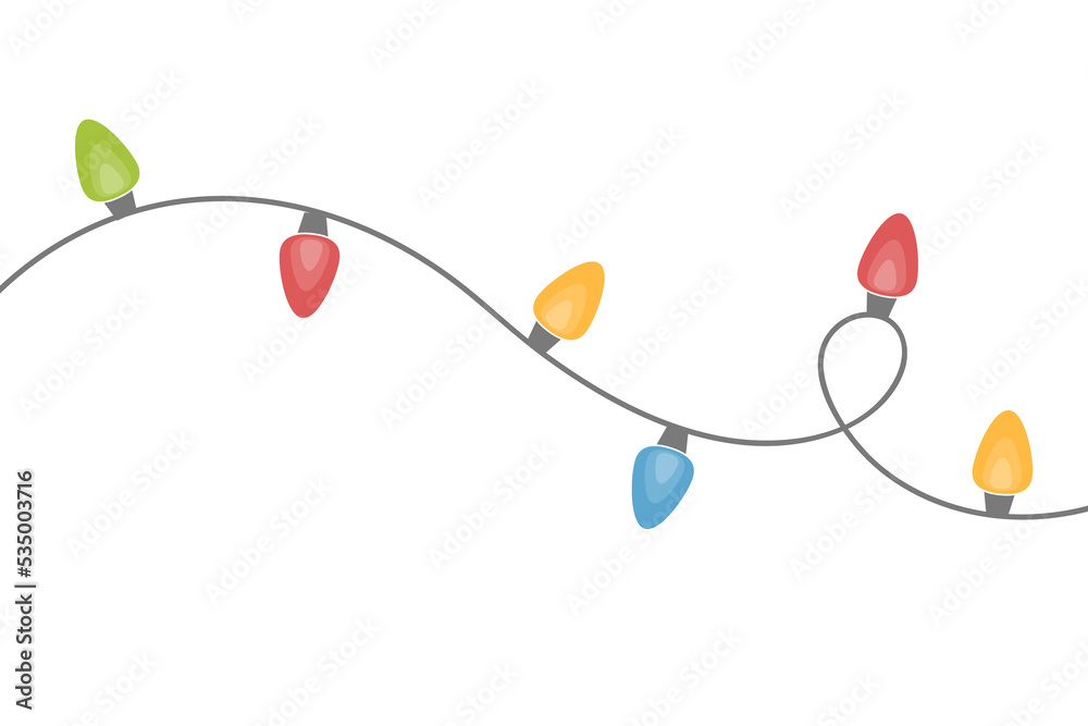 Colourful chain of Christmas lights isolated on transparent background ...