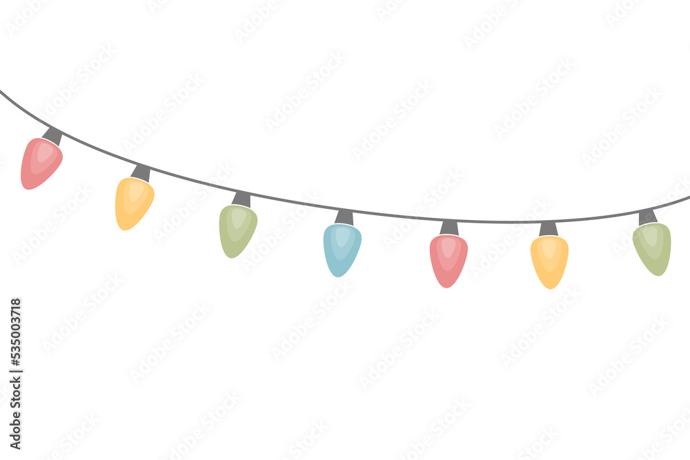 Colourful chain of Christmas lights isolated on transparent background ...