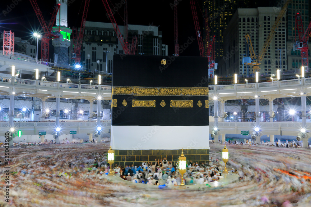 MECCA, SAUDI ARABIA , Crowd of people making Tawaf around The Holy ...
