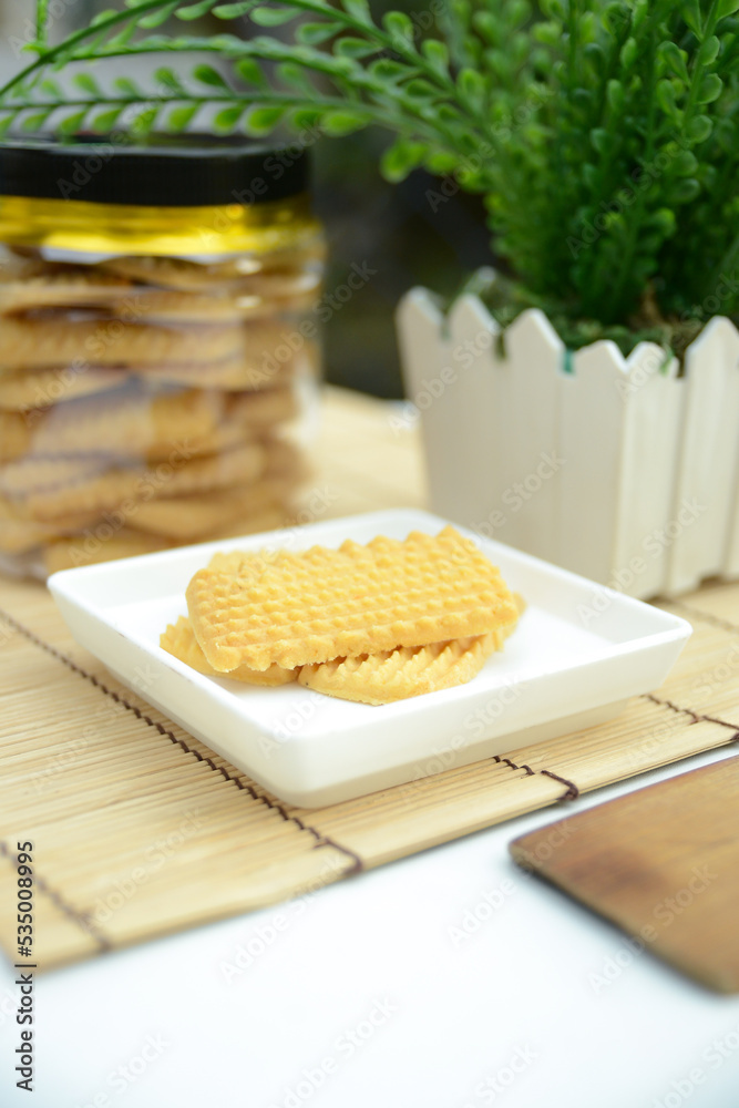 homemade eid snacks, Indonesian traditional cookies isolated on white ...