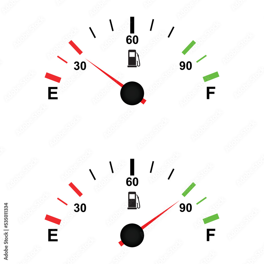 vector 3d realistic white gas full tank gauge.oil level bar on white ...
