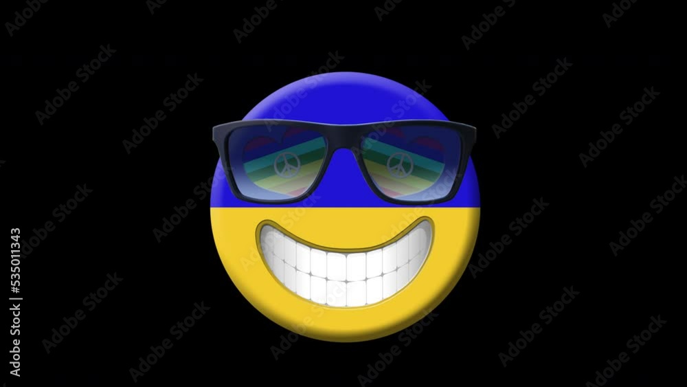 Peace concept.stop war.Ukraine.Animation of smiling face with ukrainian ...