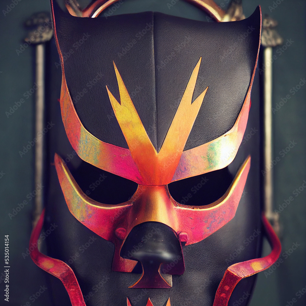 Akuma (devil) samurai mask. Multi color. Bushido Art. Full shot ...