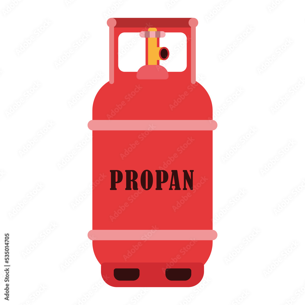 Red medium propane tank icon isolated on white background. Deficit in ...