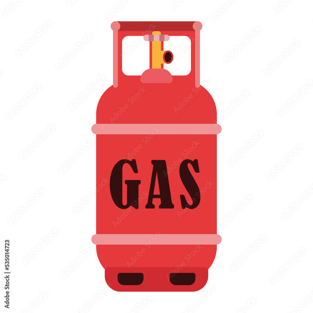 Red gas bottle icon isolated on white background. Gas shortage in the ...