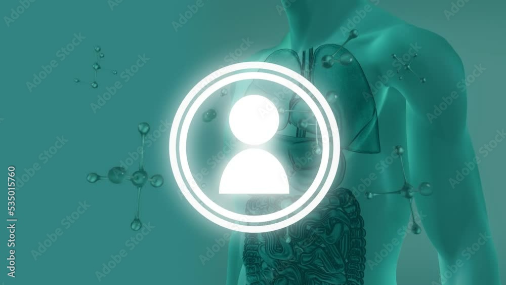 Animation of illuminated profile icon with nucleotides and midsection ...