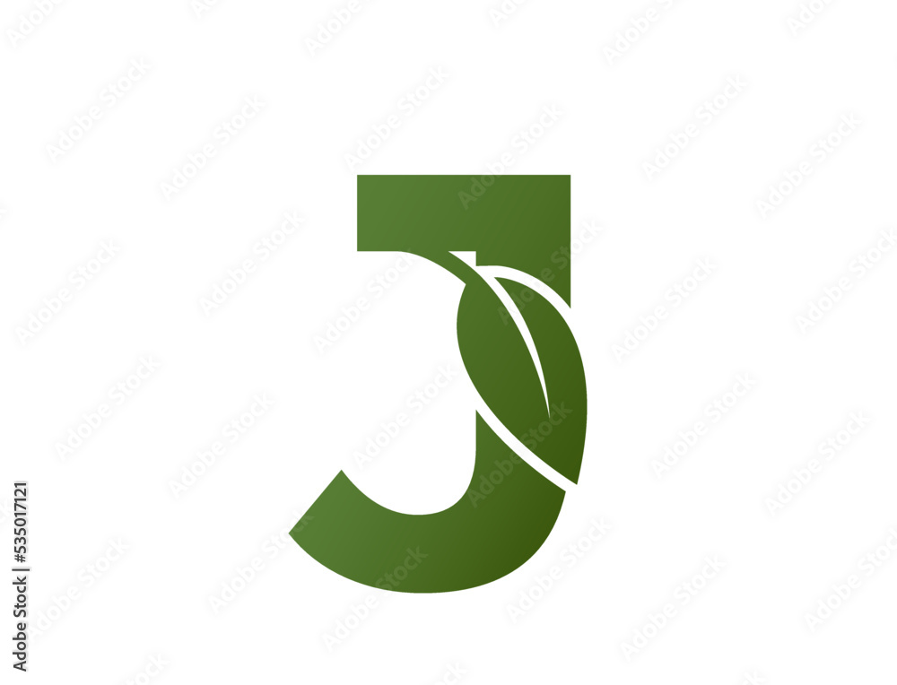 letter j with leaf logo. Initial logo design. eco friendly and ...
