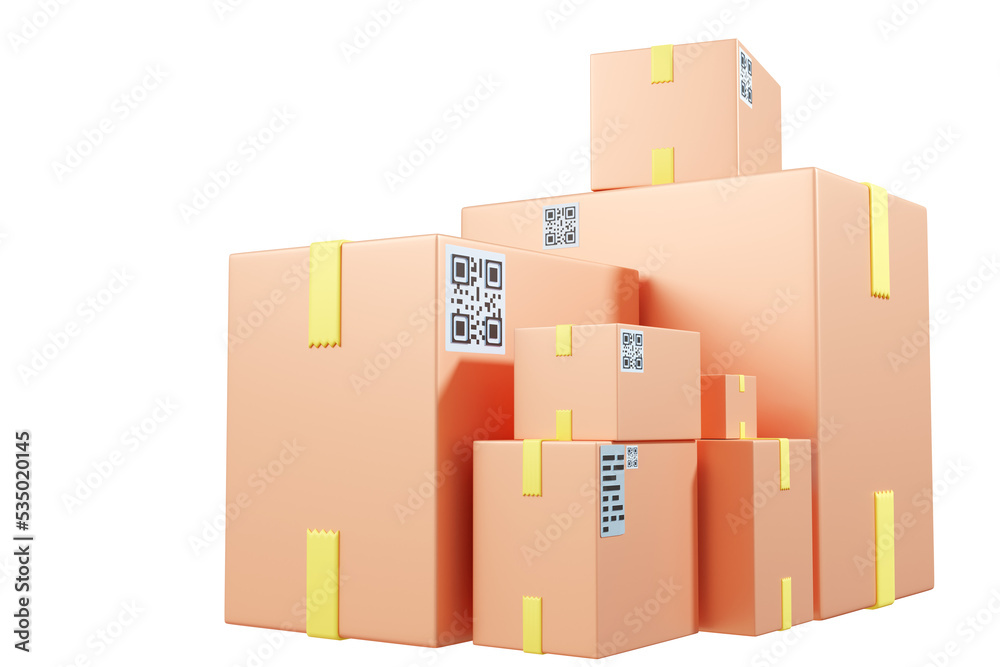 Cardboard boxes for delivery service. Several cardboard parcels with ...