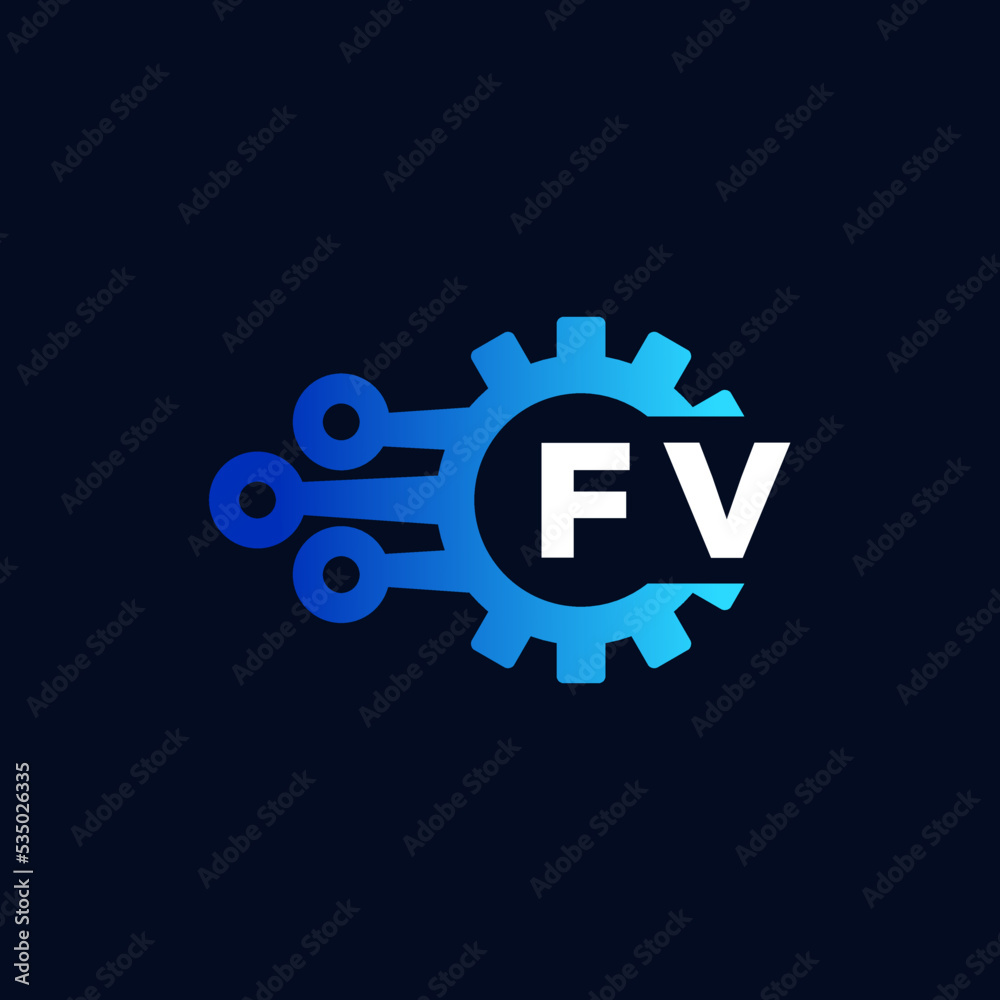 Initial FV Modern gear logo template logo icon Vector Image Stock ...