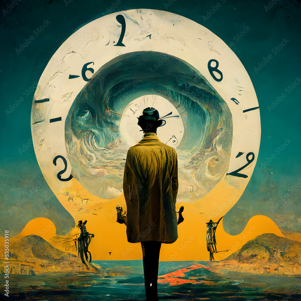 Perspective of the woman lost in time and space towards existence Stock ...