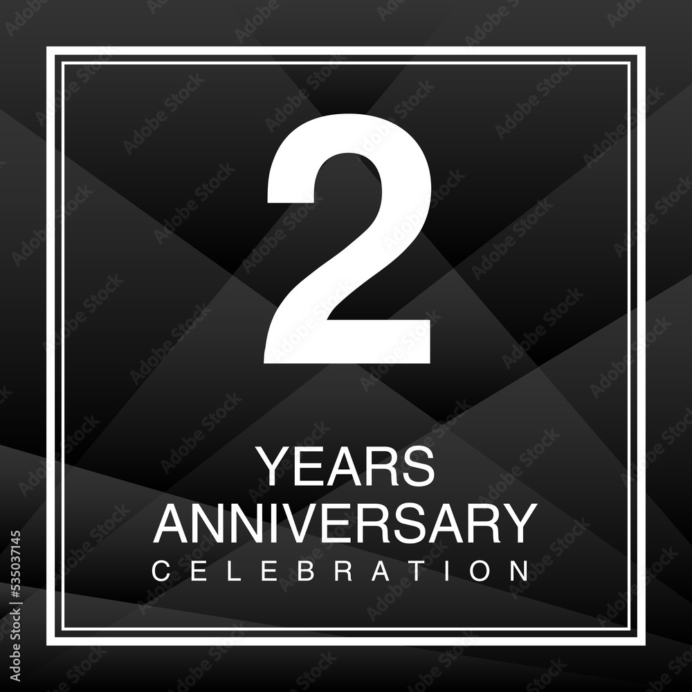 2 Year Anniversary Celebration Logo Vector On Red Background, 2 Number ...