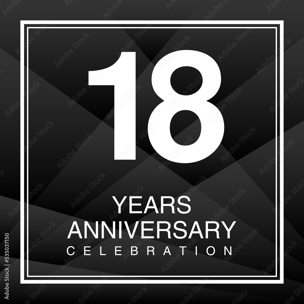 18 Year Anniversary Celebration Logo Vector On Red Background, 18 ...