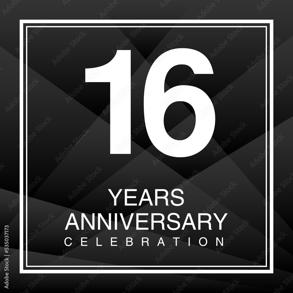 16 Year Anniversary Celebration Logo Vector On Red Background, 16 ...
