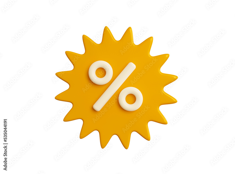 Yellow 3d rounded coupon with discounts on isolated background. Voucher ...