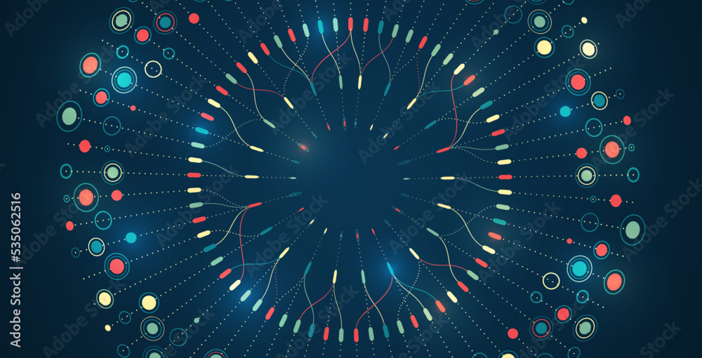 Data analytics concept. Sorting a large amount of data on a dark background. Big data ...