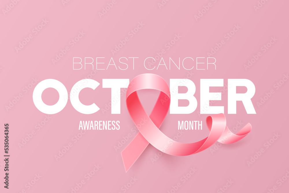 October. Breast Cancer Banner, Card, Placard with Vector 3d Realistic ...