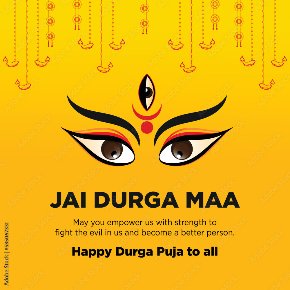happy Durga puja, subh Navratri, festival illustration, Durga puja ...