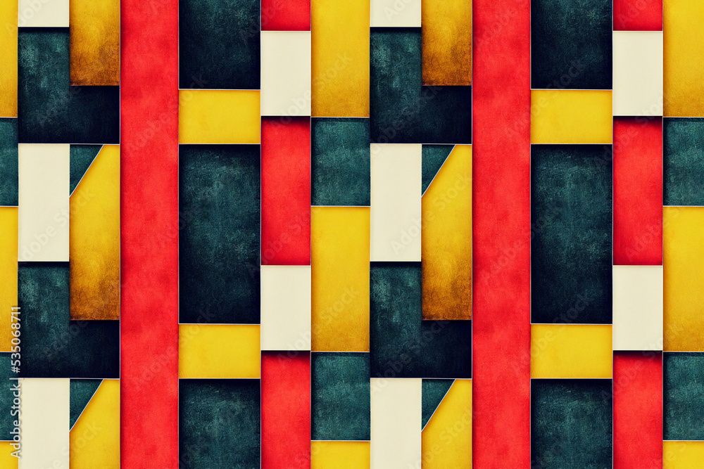 Geometric bauhaus mondrian pattern style in primary colors. Seamless ...