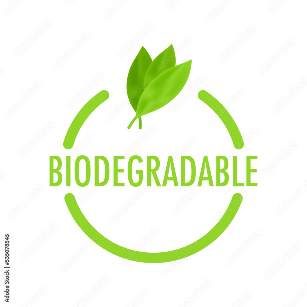 Biodegradable recyclable label. Bio recycling. Eco friendly product ...