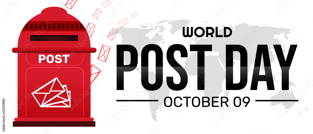 World Post Day Background with message and letterbox. International ...