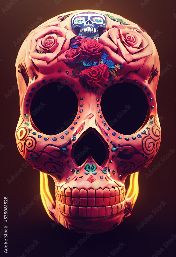 Calavera (Sugar Skull) for Dia de Los Muertos (Day of the dead ...