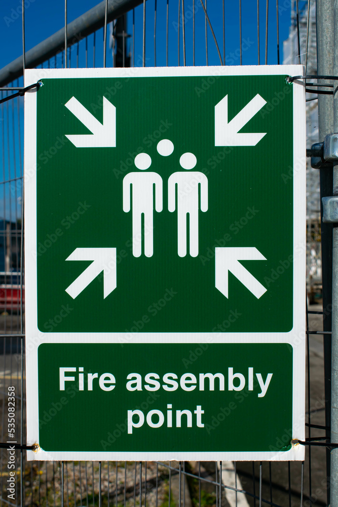 fire assembly point sign Stock Photo | Adobe Stock