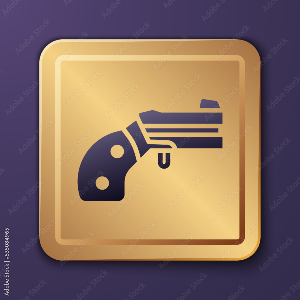 Purple Small gun revolver icon isolated on purple background. Pocket ...