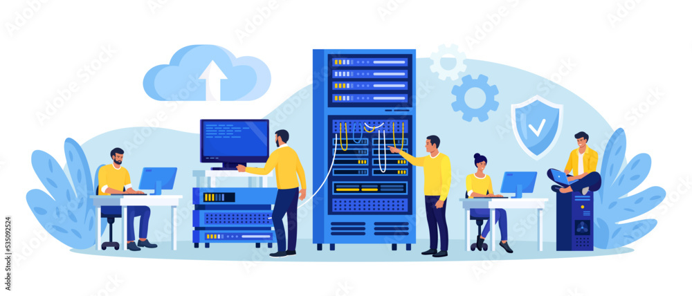 System administrator upkeeping server, adjusting network, PC hardware ...