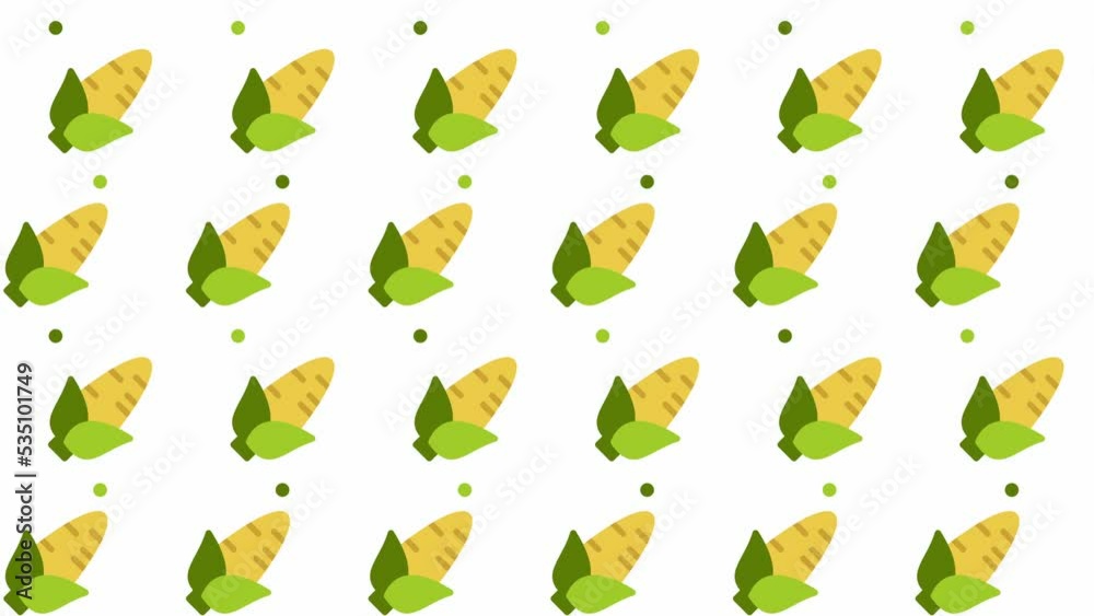 Pattern background with corns. Corns vegetable animation. Cute pattern ...