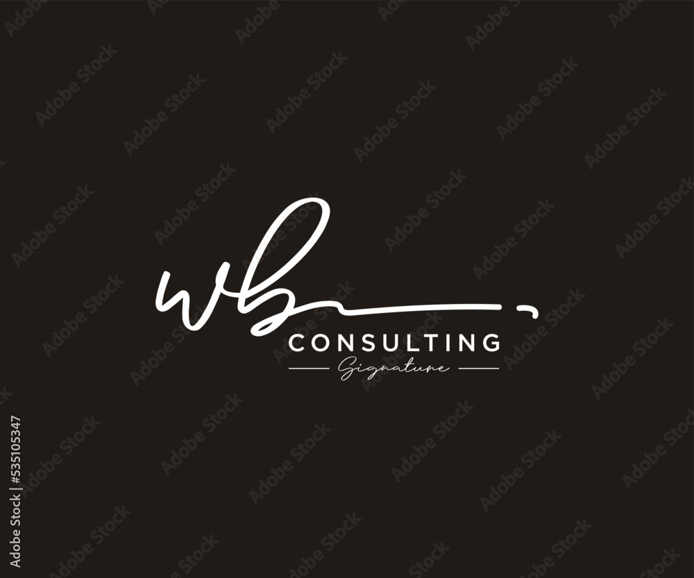 Initial WB signature logo collection template vector. Hand drawn ...