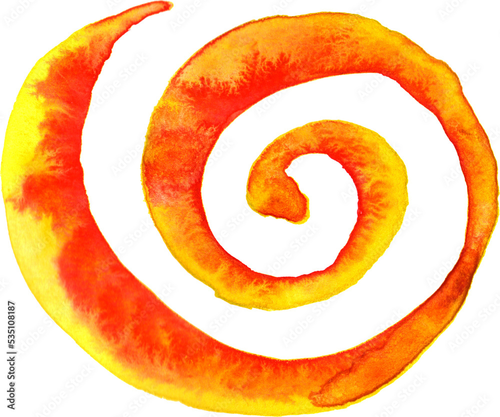 Watercolor red orange yellow circle swirl spiral helix blot blob spot ...