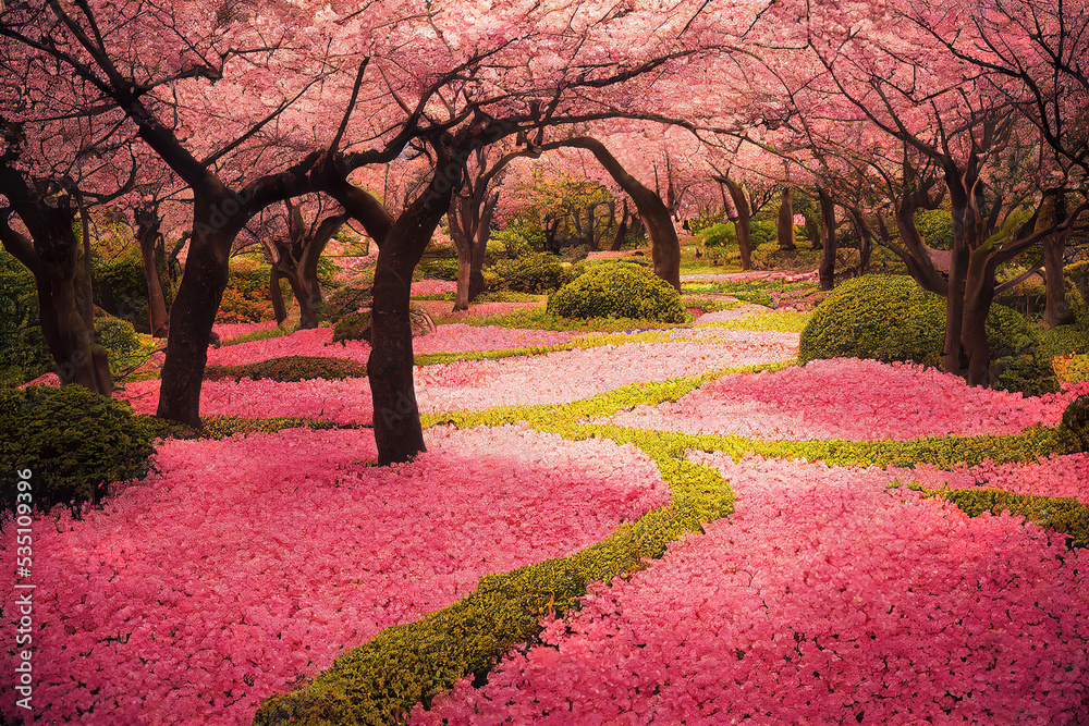 Beautiful cherry blossom sakura garden, spring nature background ... Beautiful cherry blossom sakura garden, spring nature background ...