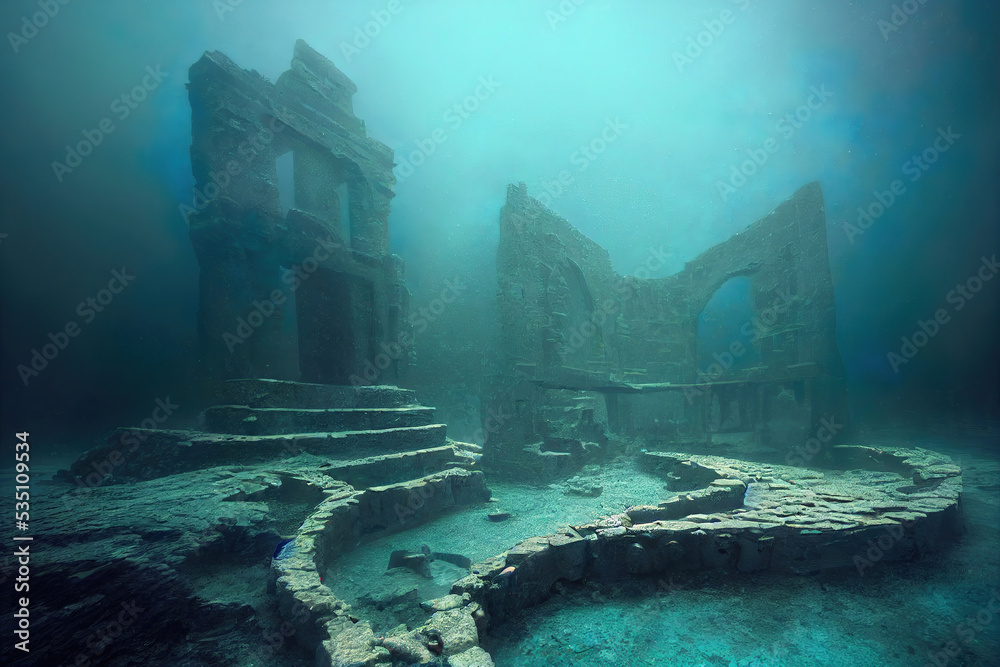ancient underwater city, ocean scene, atlantis , fantasy background ...