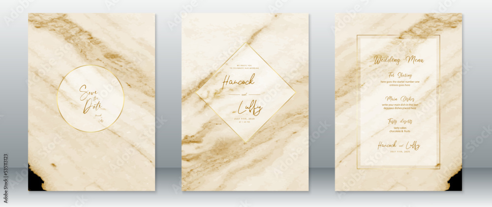 Golden wedding invitation card template luxury design with gold frame ...