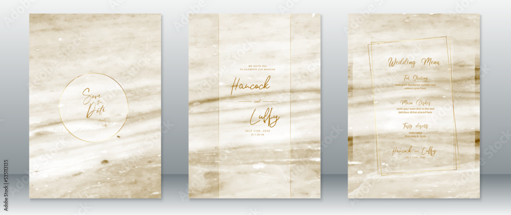 Golden wedding invitation card template luxury design with gold frame ...