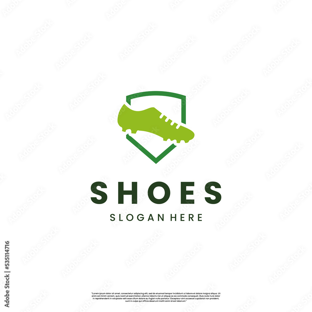 Iconic Shoe Logo design modern concept icon template. shoes with shield ...