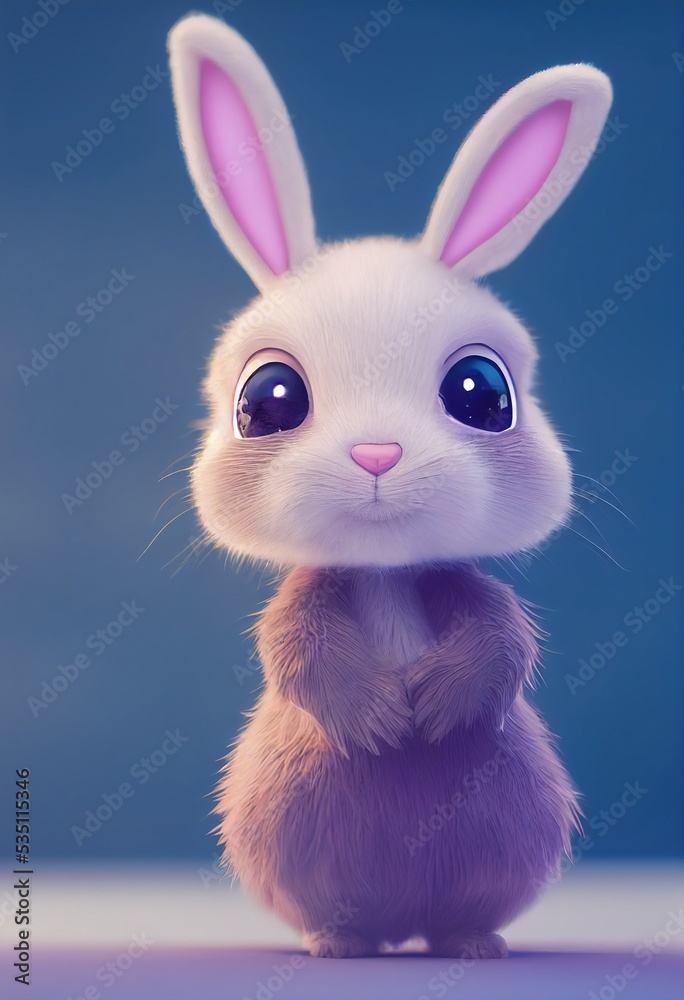 3D rendered computer generated image of the Easter Bunny. Spring pastel ...