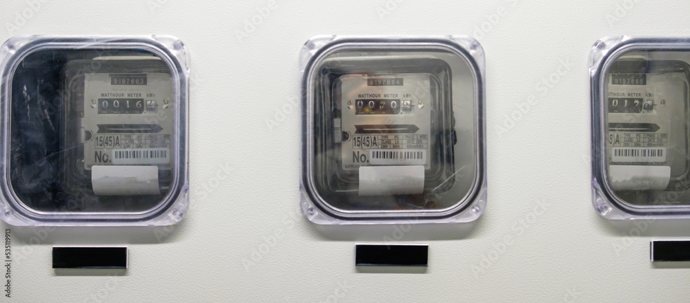 Electric meter control room in building, electrical meter measurement ...