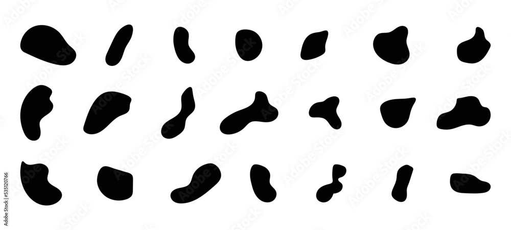 Abstract liquid shapes set. Organic blobs, liquid elements. Irregular ...