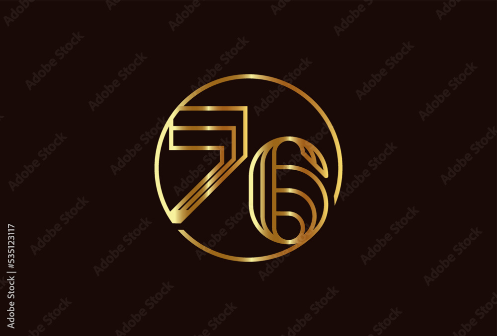 Number 76 Logo, Number 76 monogram line style inside circle can be used ...